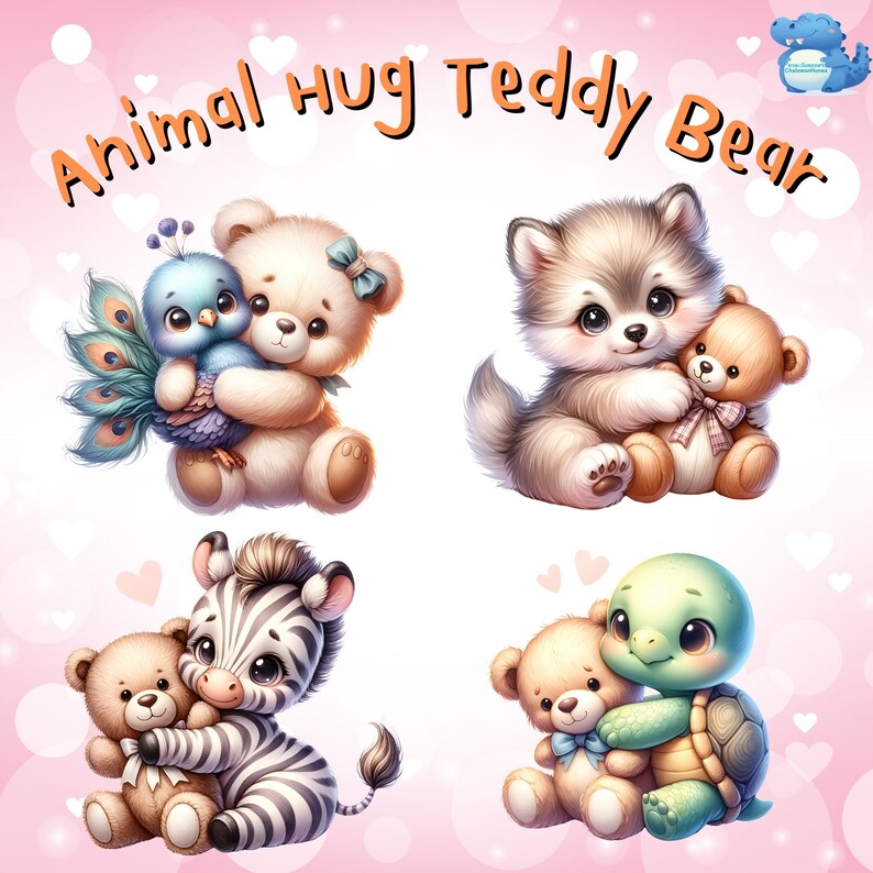 Cute Animal Hugging Teddy Bear Lover Clipart, 29 High-quality Images ...