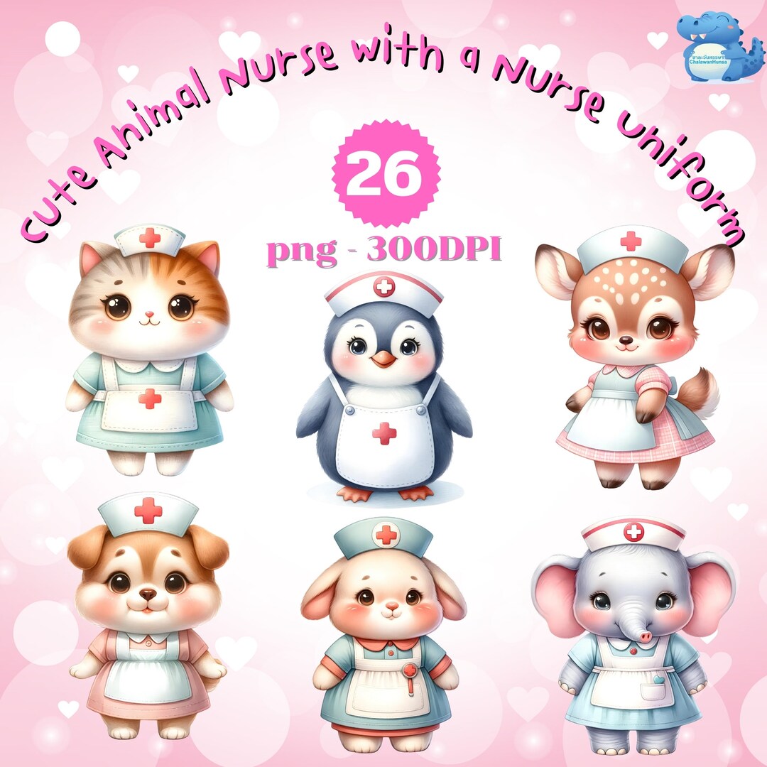 Cute Animal Nurse With a Nurse Uniform Clipart, 26 High-quality Images ...