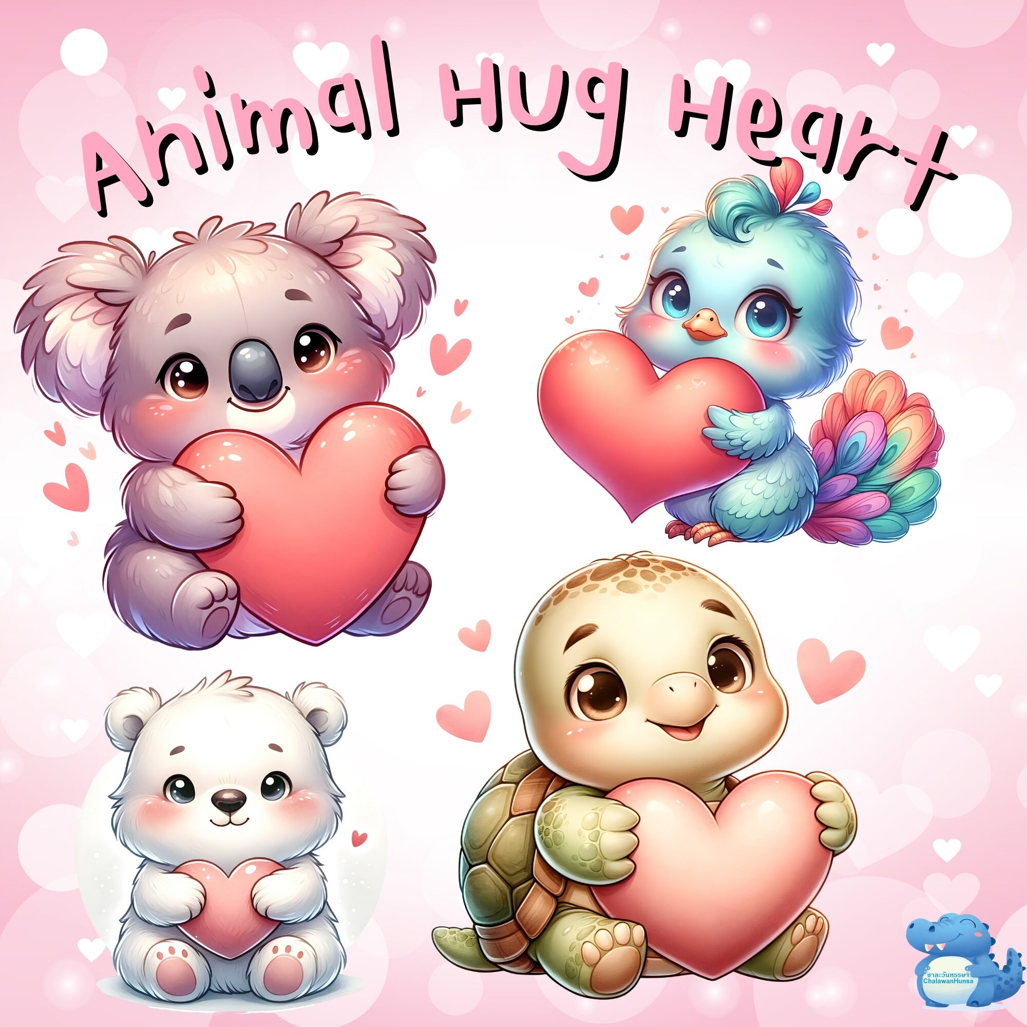 Cute Animal Hugging Heart Valentine Clipart, 41 High-quality Images ...