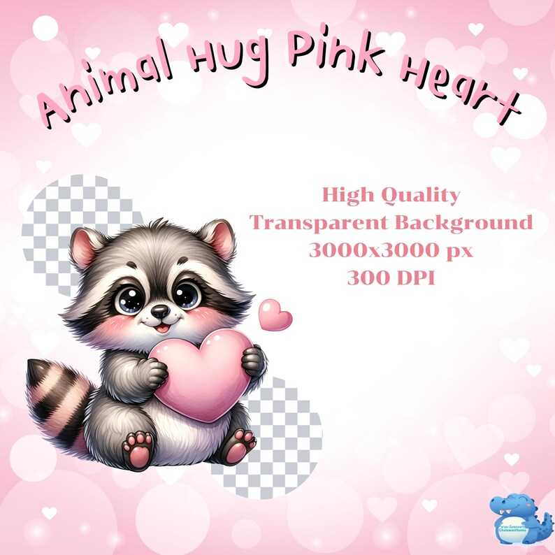 Cute Animal Hugging Pink Heart Valentine Clipart, 27 High-quality ...