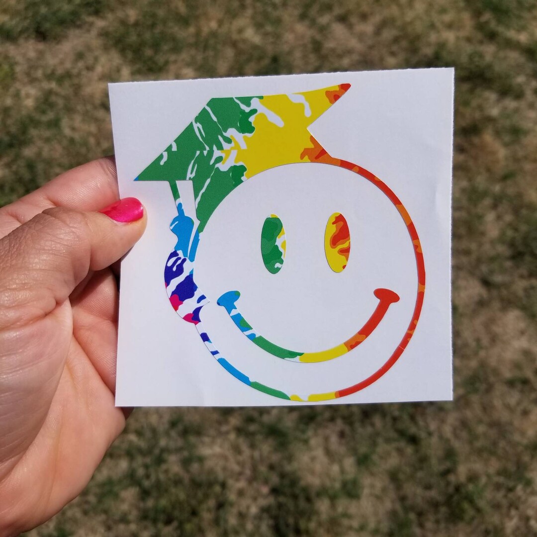 Smiley Face Graduate Decal | Graduation - Etsy