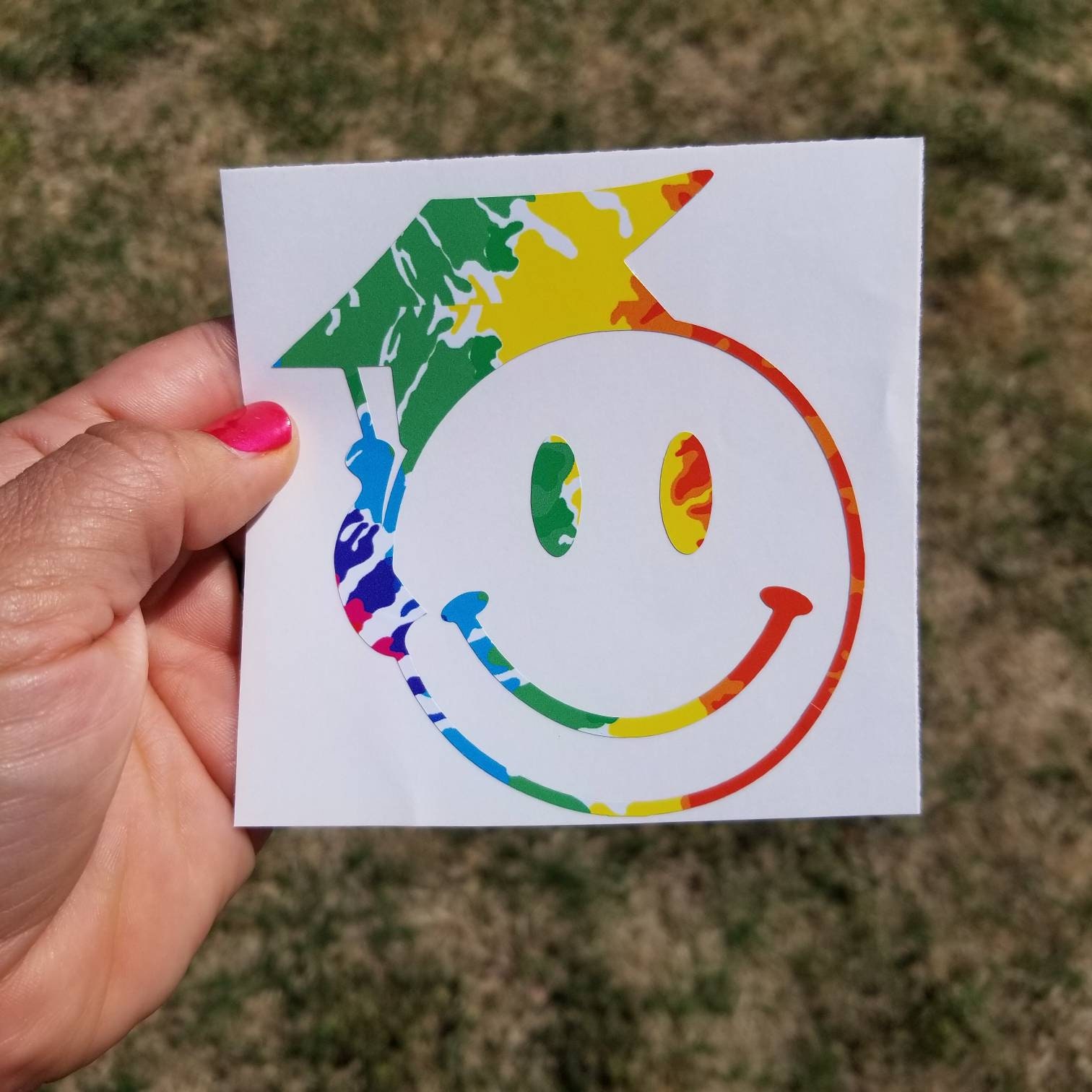 Smiley Face Graduate Decal | Graduation - Etsy