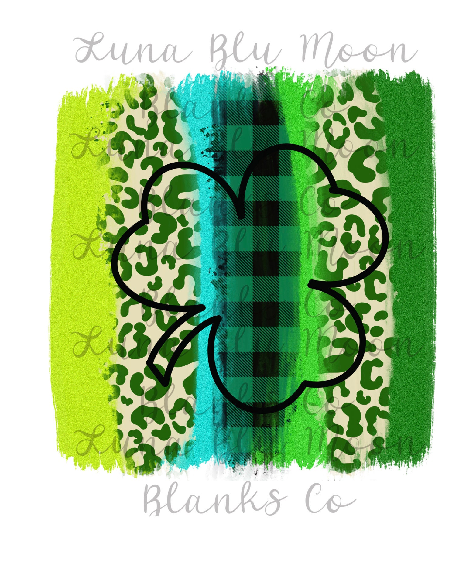 Digital Png Wall Paper Design St. Patrick Plaid-clover Leopard ...