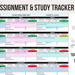 Assignment / Study Tracker - Track Progress / Grades for Assignments ...