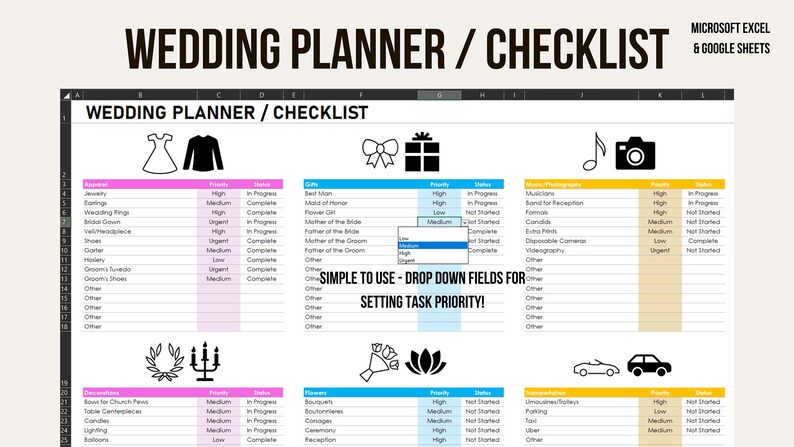 Simple Wedding Planner / Checklist Easy to Use Wedding - Etsy
