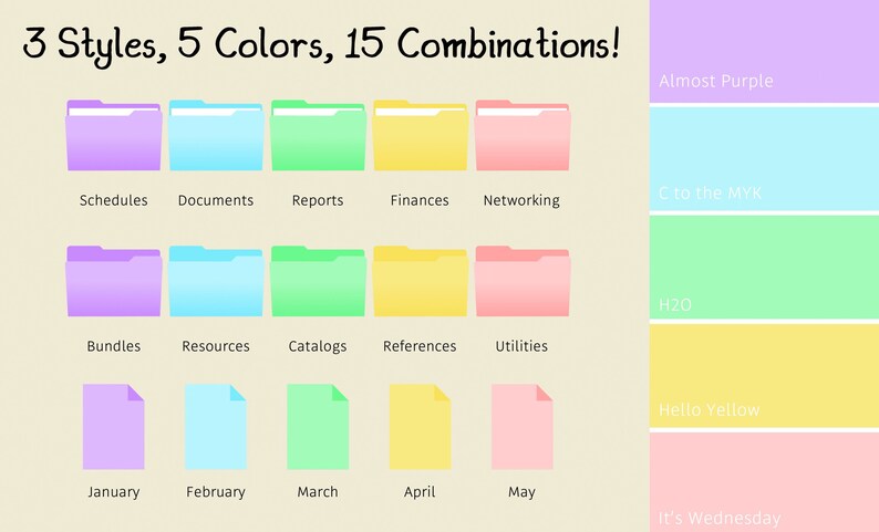 Desktop Folder Icons | Compatible With Mac and Windows Systems | Pastel ...