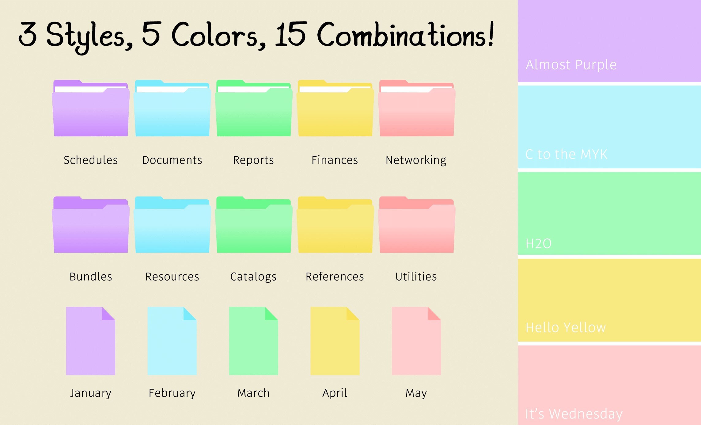 Desktop Folder Icons | Compatible With Mac and Windows Systems | Pastel ...