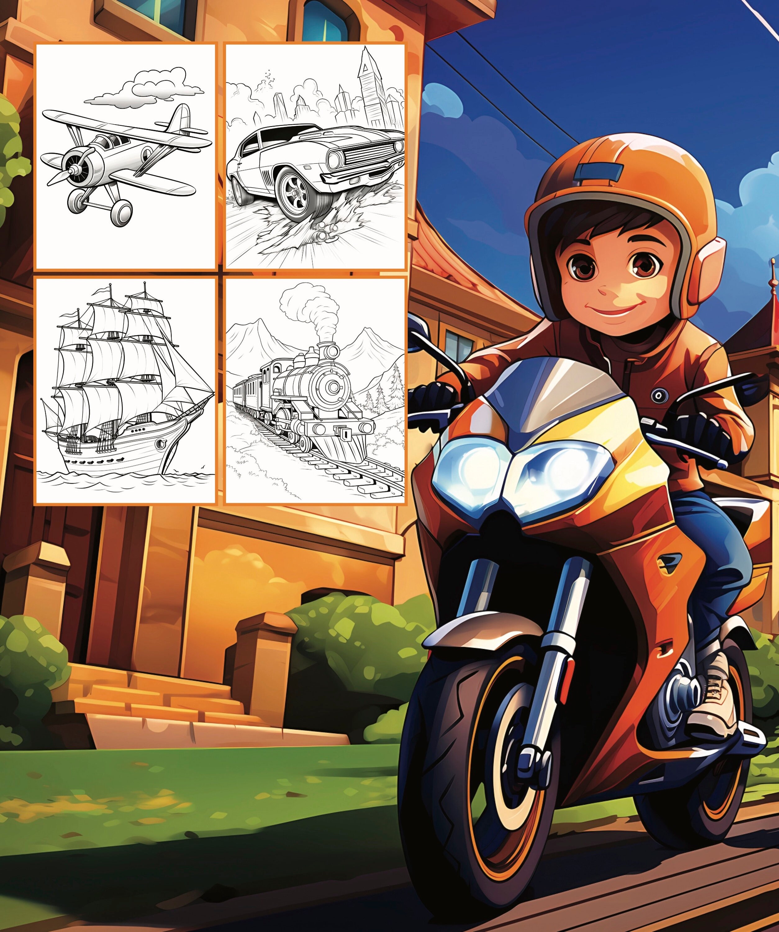 Transportation Kids Coloring Pages: 50 Pages of Fun and Engaging Cars ...