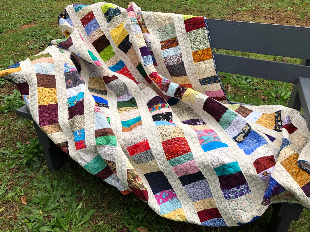 Colorful Quilted Throw extra Long - Etsy