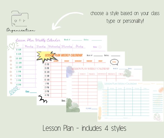 Lesson Plan Calendar PRINTABLE With Notes - Etsy