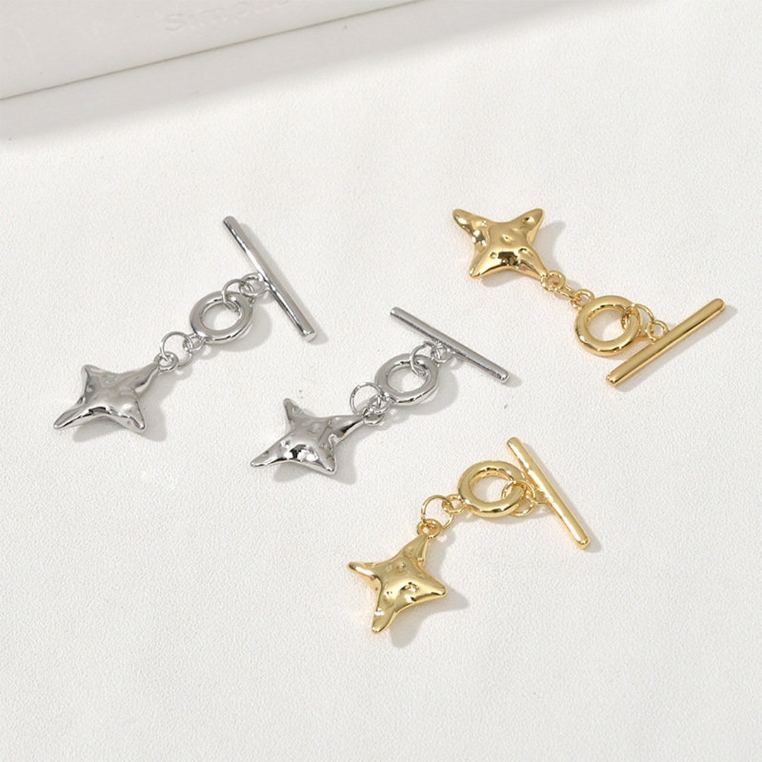 Gold/silver Cross Star T-lock Connectors for Necklace Bracelet ...