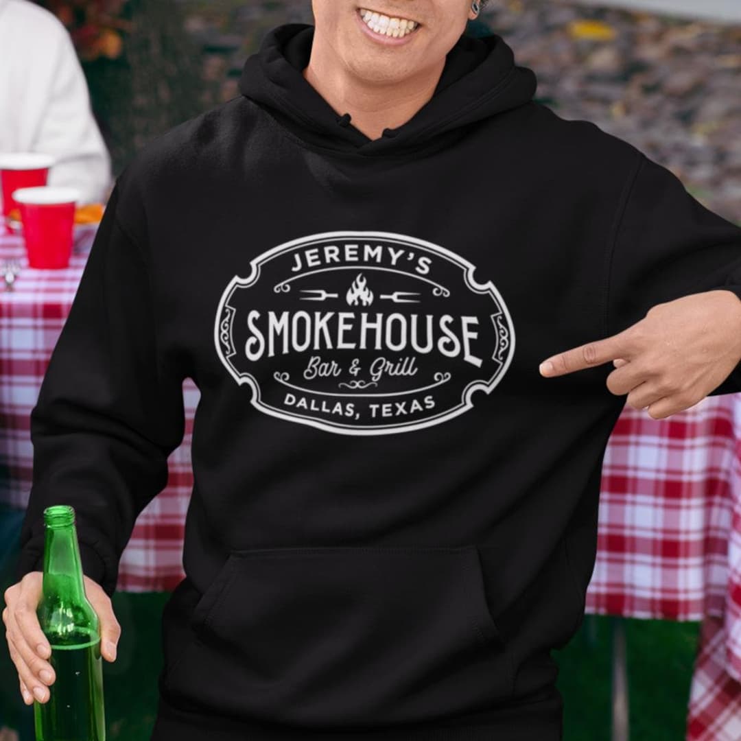 Personalized BBQ Hoodie Smokehouse Bar & Grill, Custom Meat Smoker ...