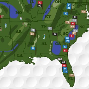 Golf Bucket List Map Print, Top 100 US Public Golf Courses List, Custom ...