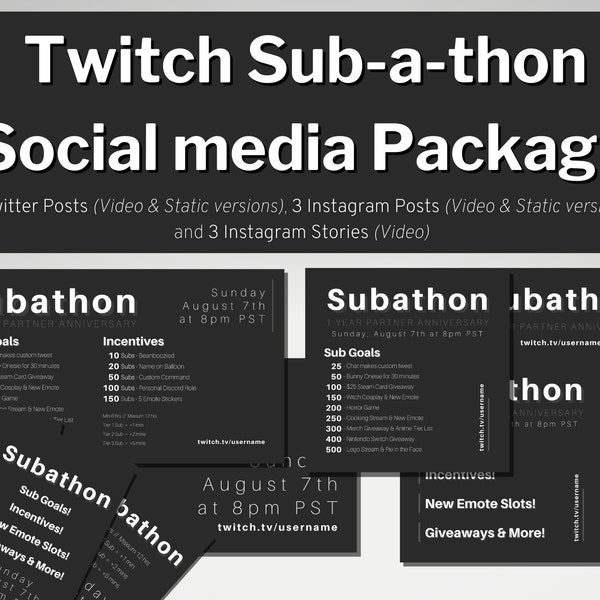 Twitch Subathon Goals Template - Etsy Australia
