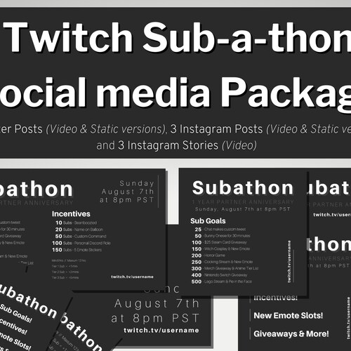 Twitch Subathon Social Media Package Twitch Event Minimal - Etsy