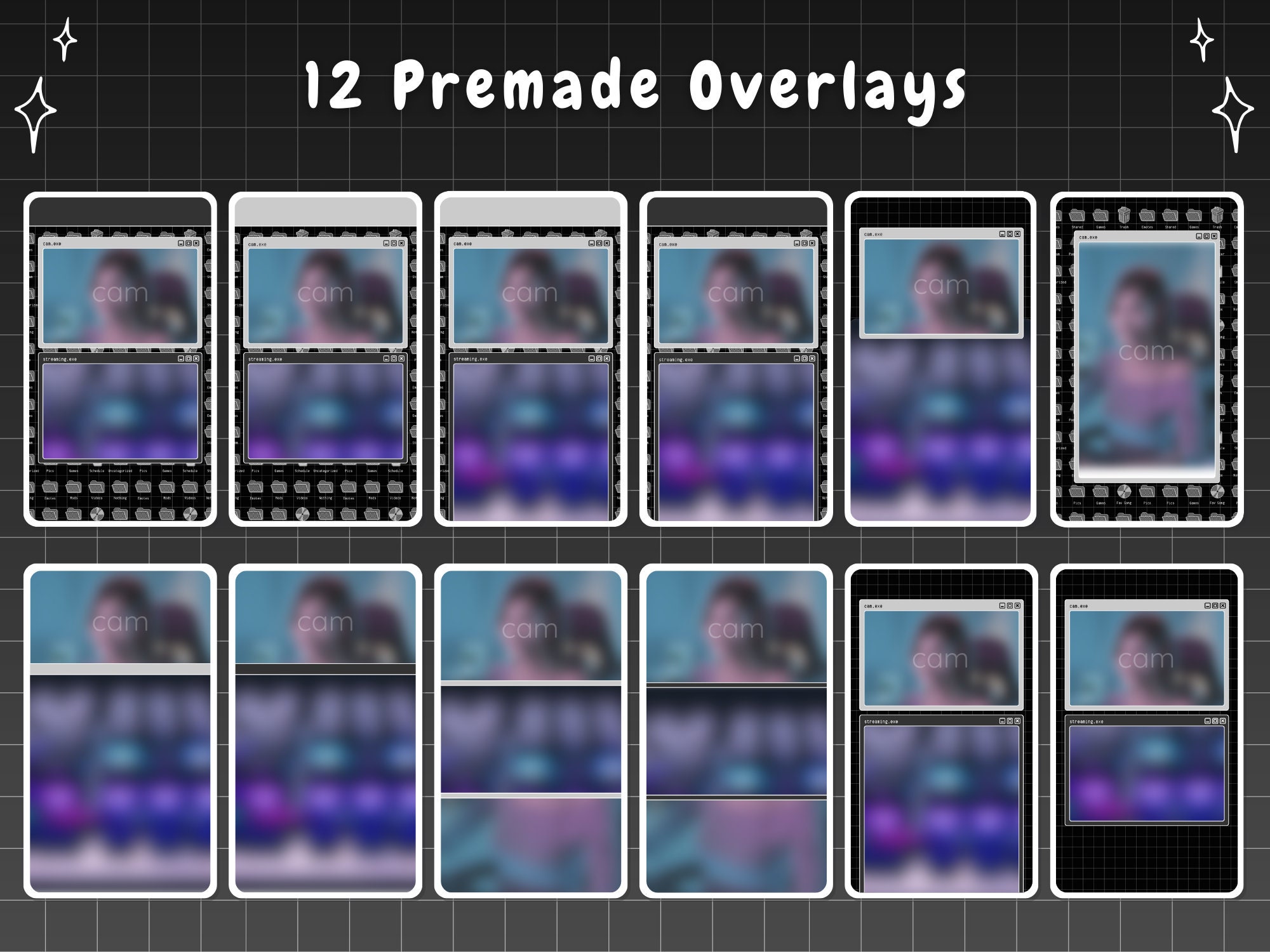 Tiktok Stream Overlay Package Dark Retro Lofi Black & White Aesthetic ...