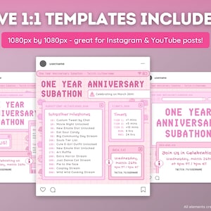 Pink Retro Lofi Twitch Subathon Social Media Package | Twitch Stream ...