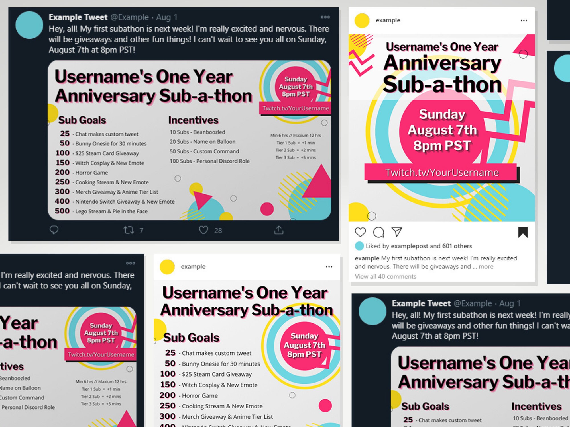 Twitch Subathon Social Media Package Twitch Event Retro - Etsy UK