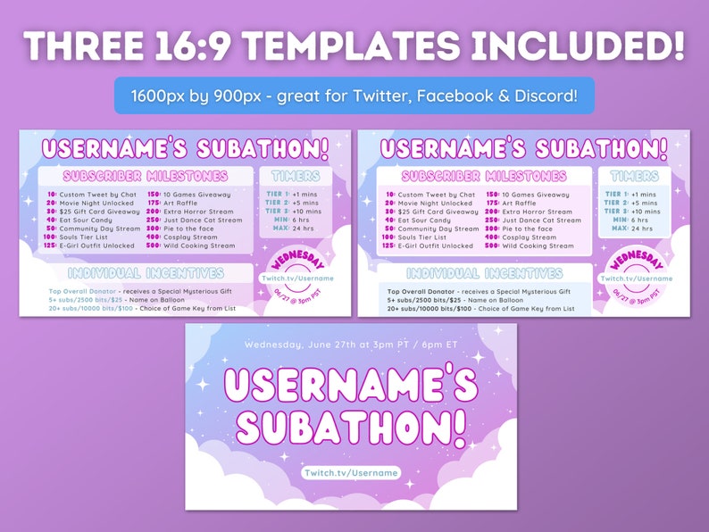 Starry Sky Subathon - Twitch Subathon Social Media Package | Twitch ...