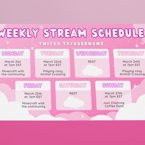 Pink Starry Sky Twitch Youtube Weekly Stream Schedule | Social Media ...