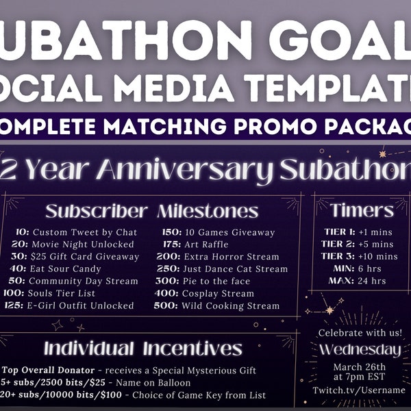 Twitch Subathon Template - Etsy