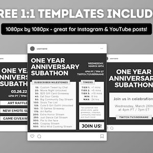 Twitch Subathon Social Media Package | Twitch Event Minimal Social ...