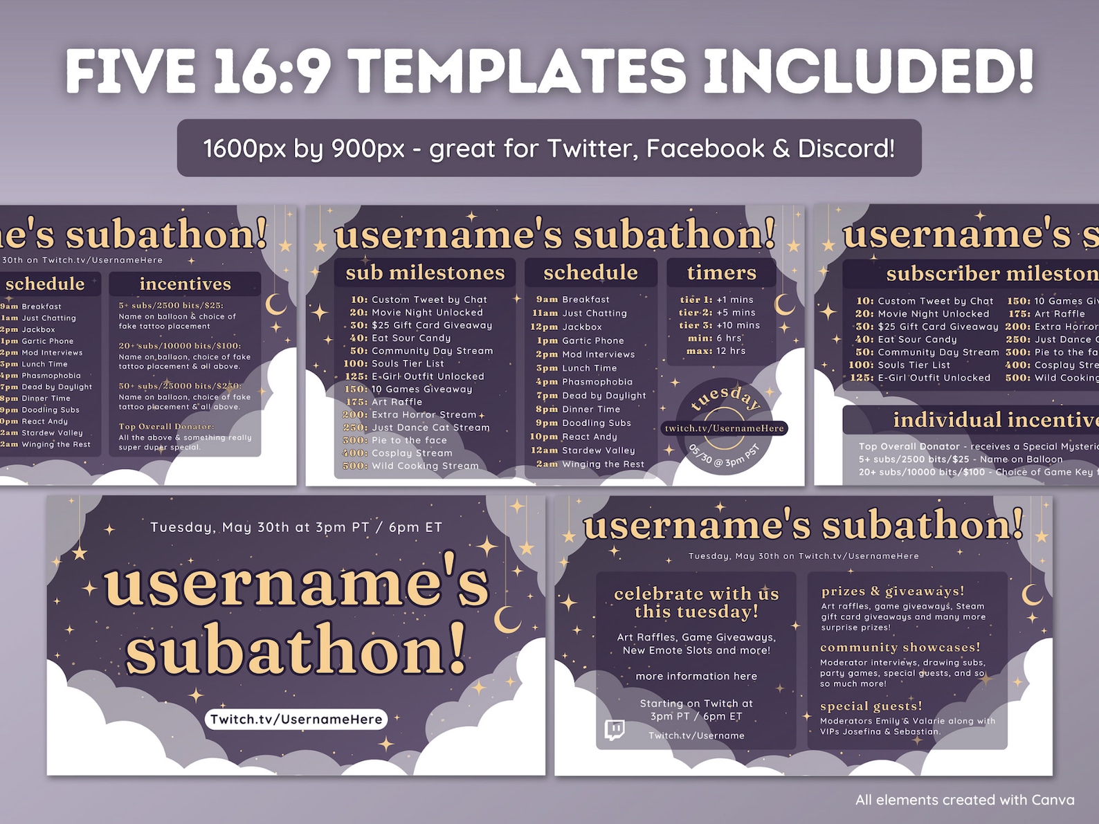 Dark Starry Night Sky Subathon - Twitch Subathon Social Media Package ...
