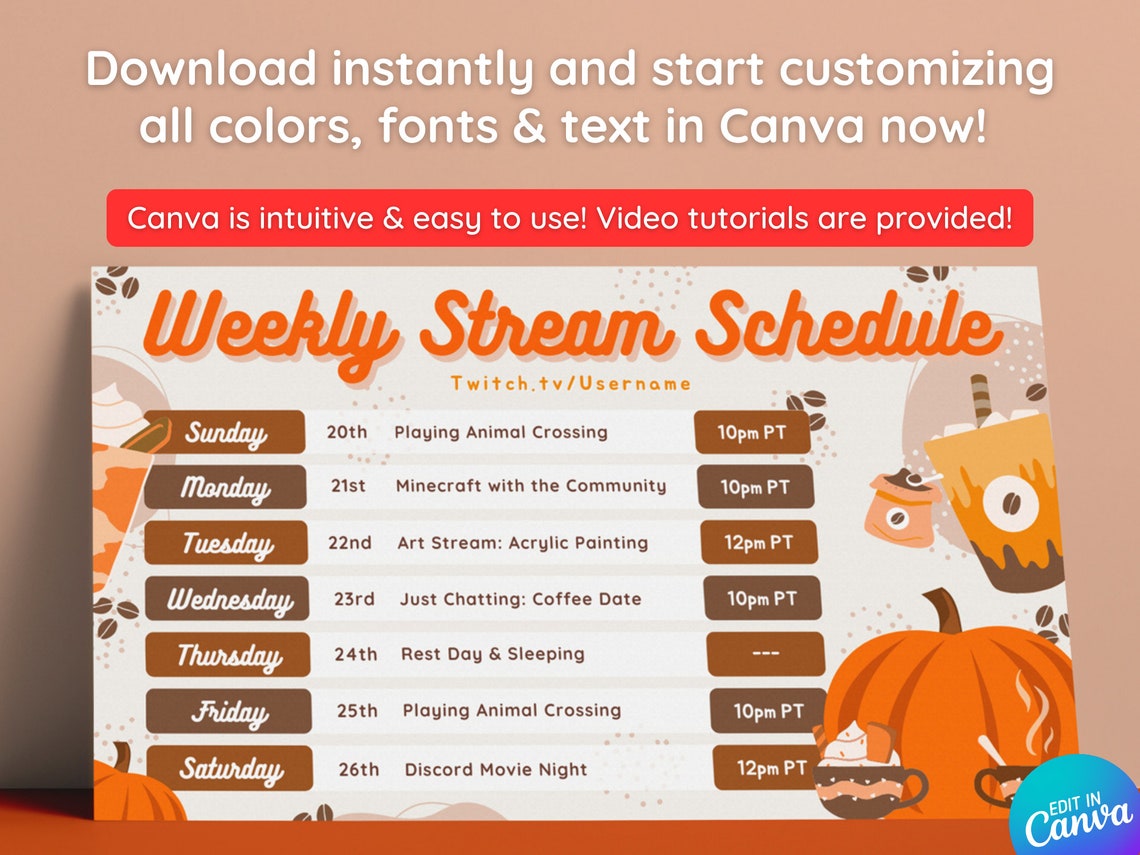 Pumpkin Spice Twitch Youtube Weekly Stream Schedule Social Media ...
