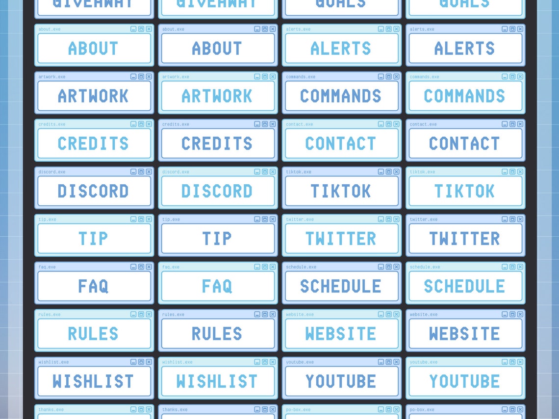 35 Twitch Panels Blue Retro Lofi Windows Aesthetic Twitch Panels Blue ...