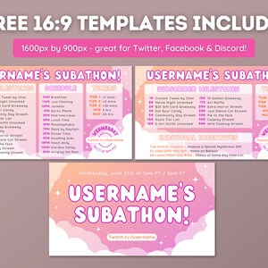 Twitch Subathon Social Media Package: Pink Clouds & Stars (canva ...