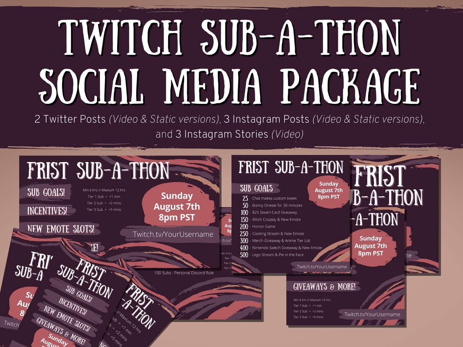 Twitch Subathon Social Media Package Twitch Event Social Package ...