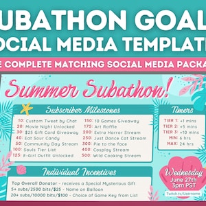 Summer Subathon - Twitch Subathon Social Media Package | Twitch Event ...