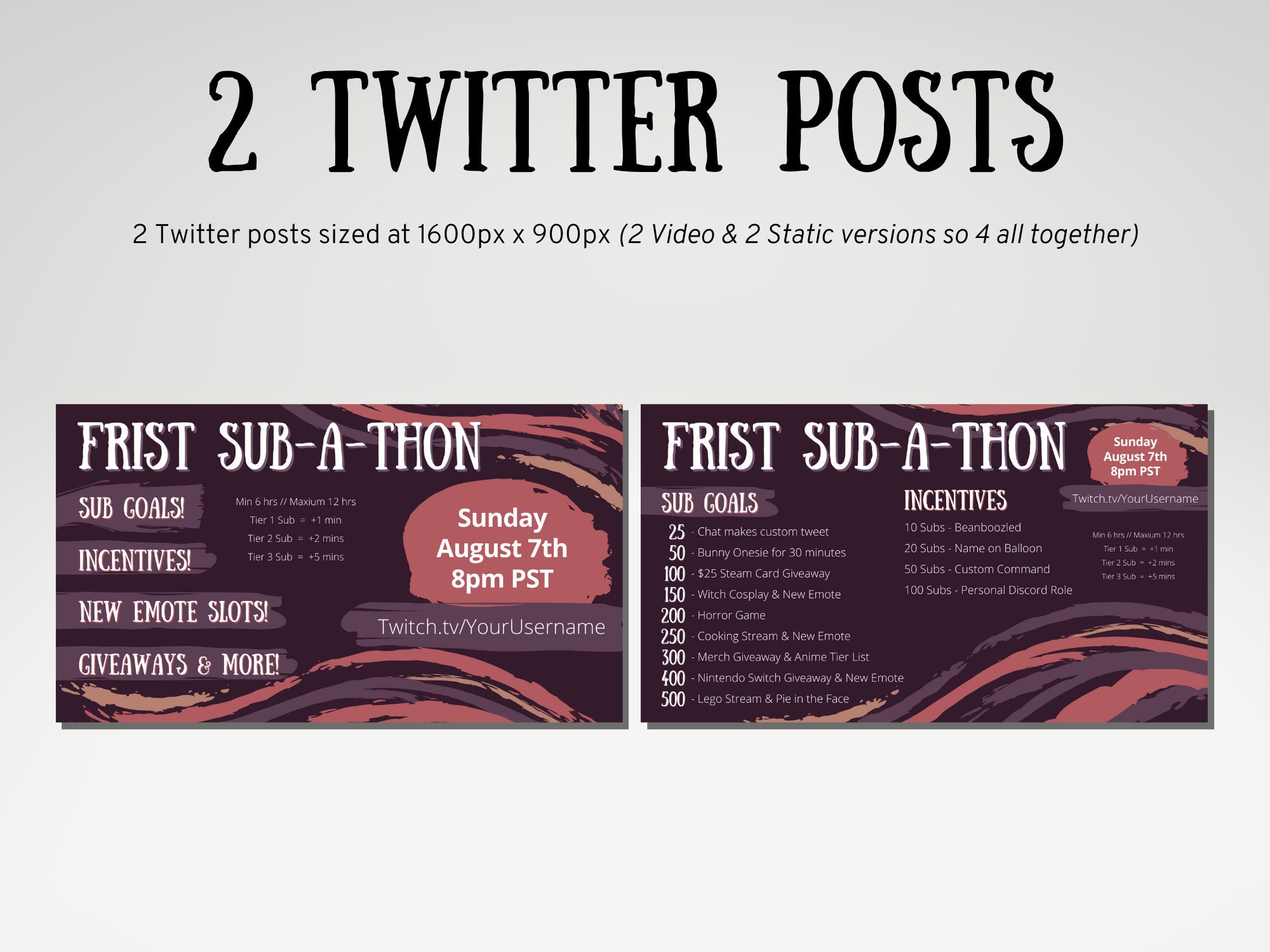 Twitch Subathon Social Media Package | Twitch Event Social Package ...