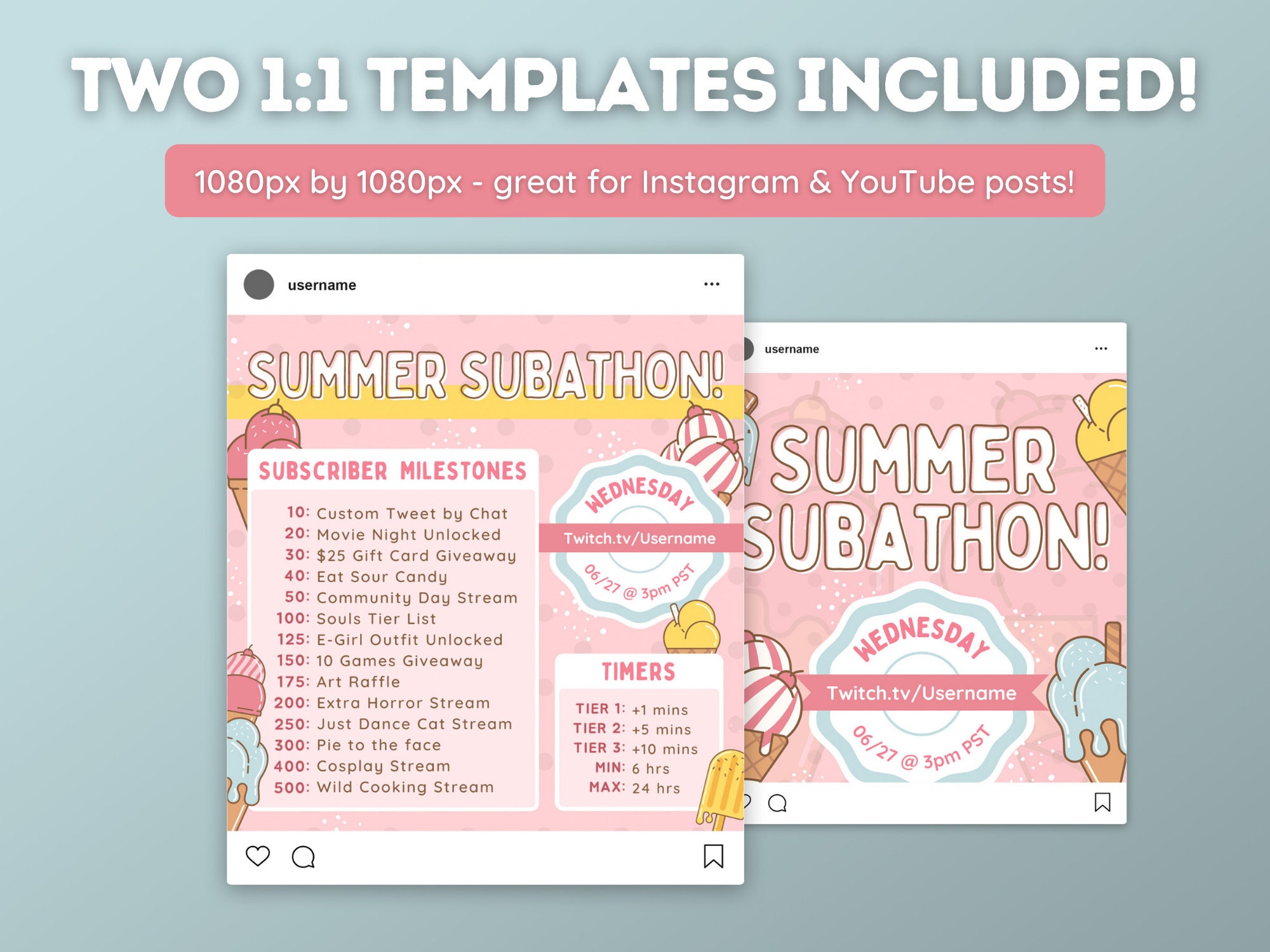 Ice Cream Subathon Twitch Subathon Social Media Package - Etsy
