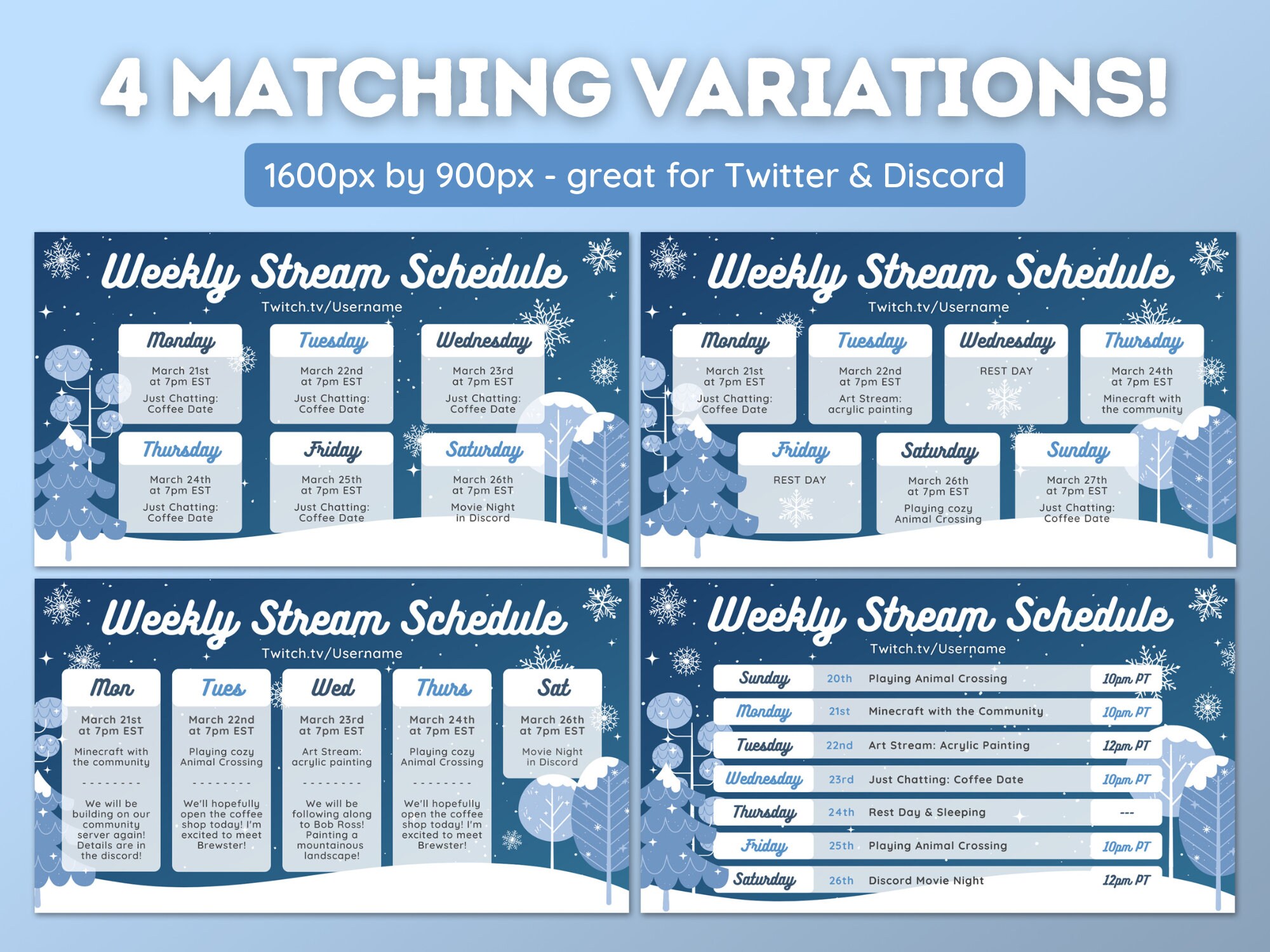 Winter Wonderland Twitch Youtube Weekly Stream Schedule Social Media ...