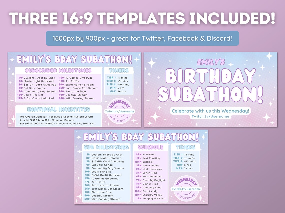 Aesthetic Purple Pastel Subathon Twitch Subathon Social - Etsy