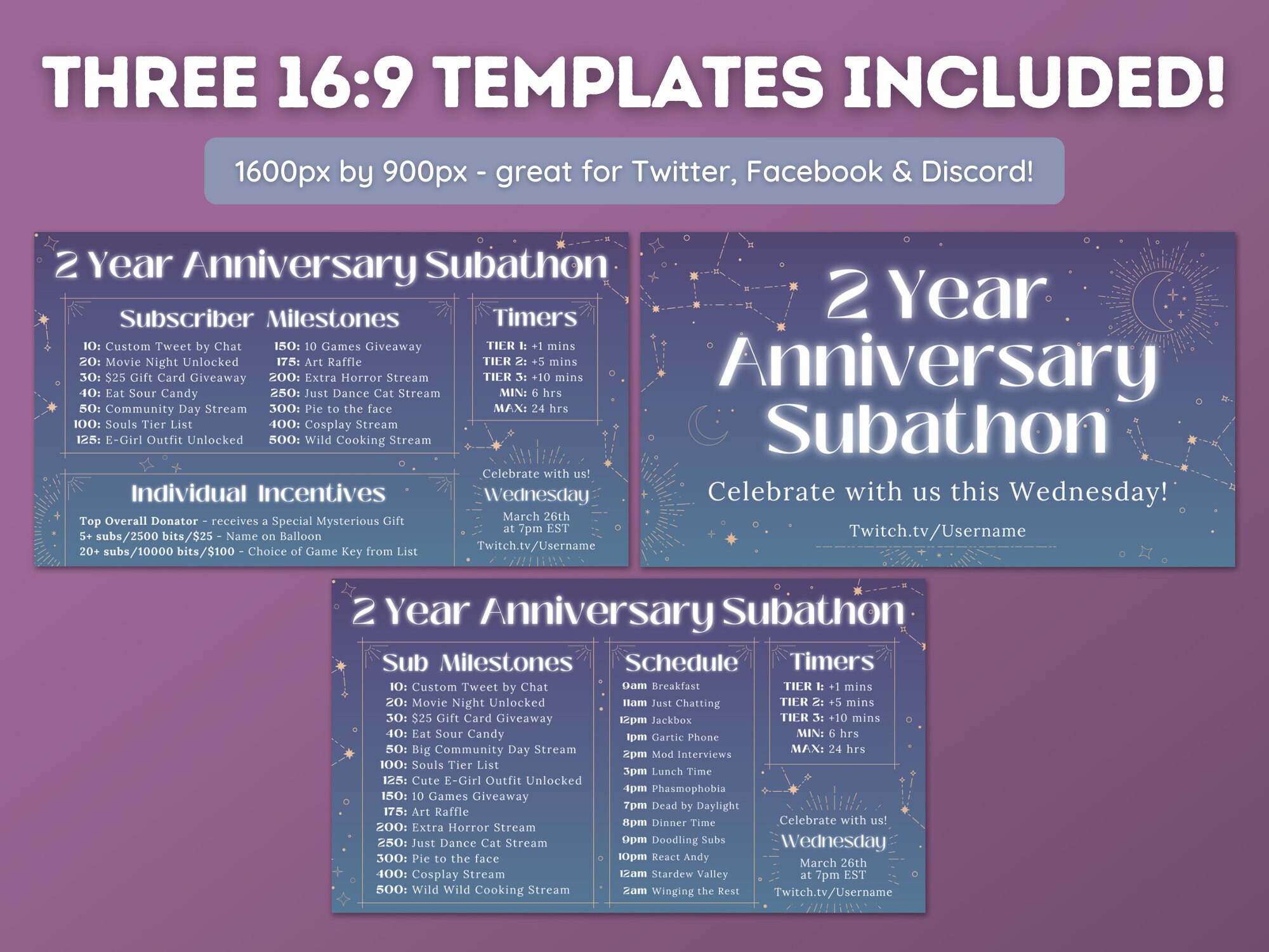 Celestial Subathon Twitch Subathon Social Media Package Twitch Event ...