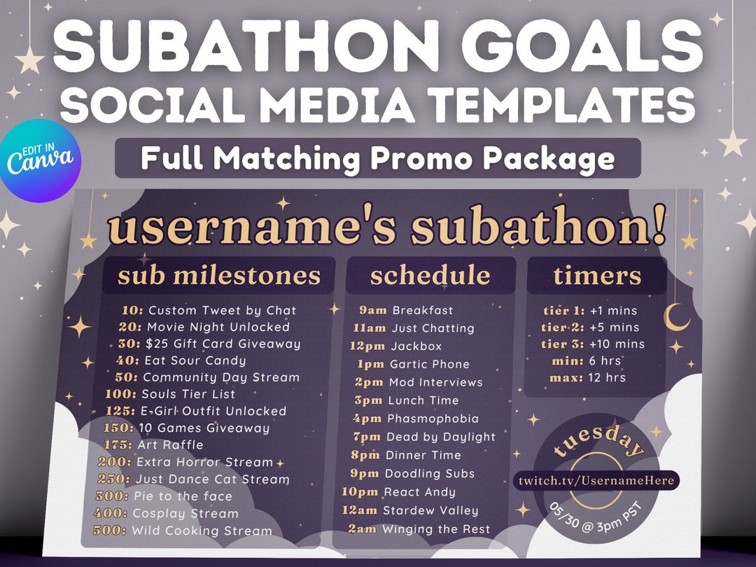 Dark Starry Night Sky Subathon - Twitch Subathon Social Media Package ...