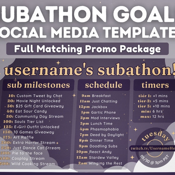 Twitch Subathon Template - Etsy
