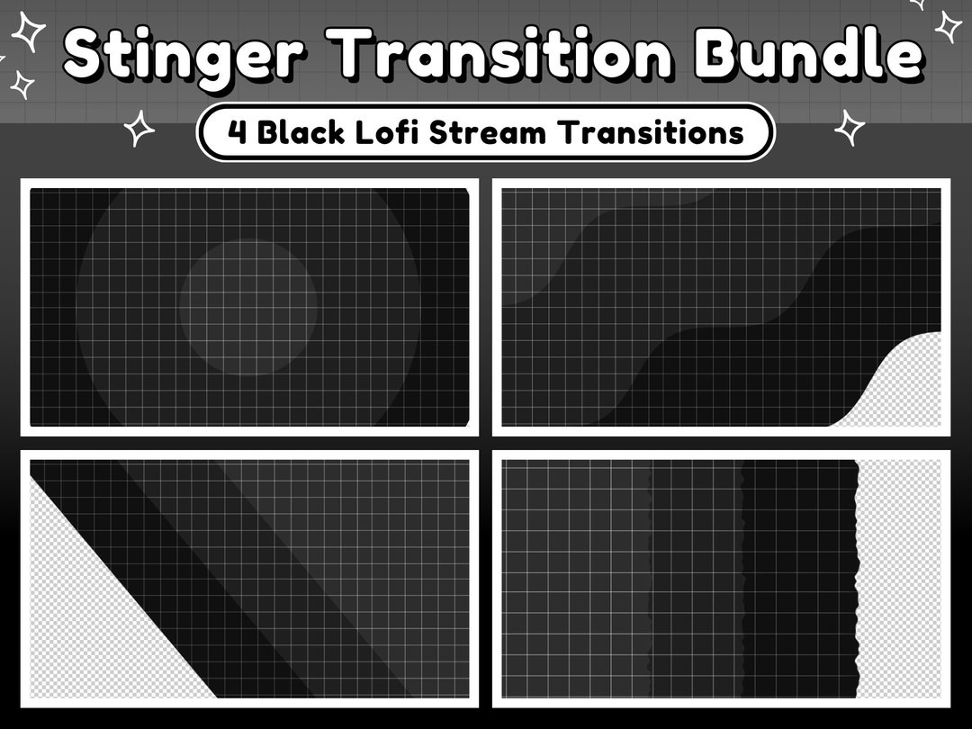 Twitch Stinger Transition - Dark Retro Lofi Pattern, Black & White ...
