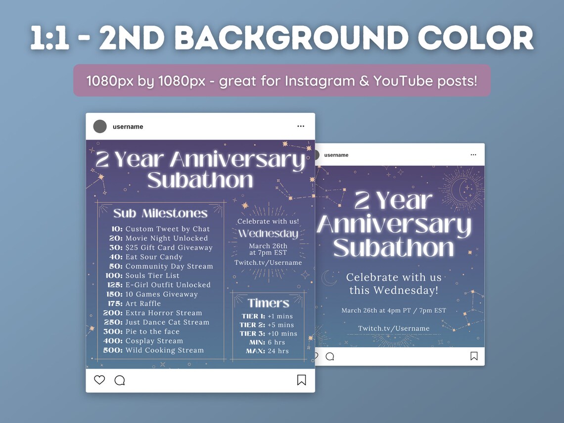 Celestial Subathon Twitch Subathon Social Media Package - Etsy