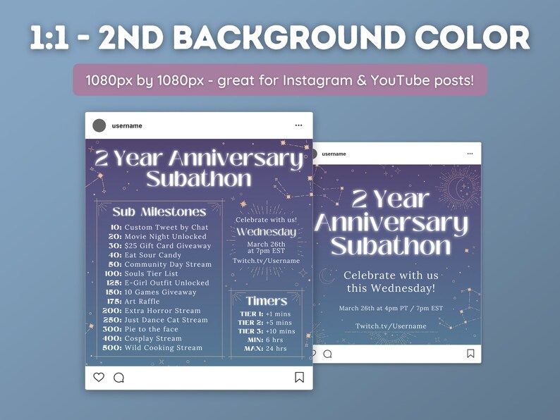 Celestial Subathon Twitch Subathon Social Media Package - Etsy