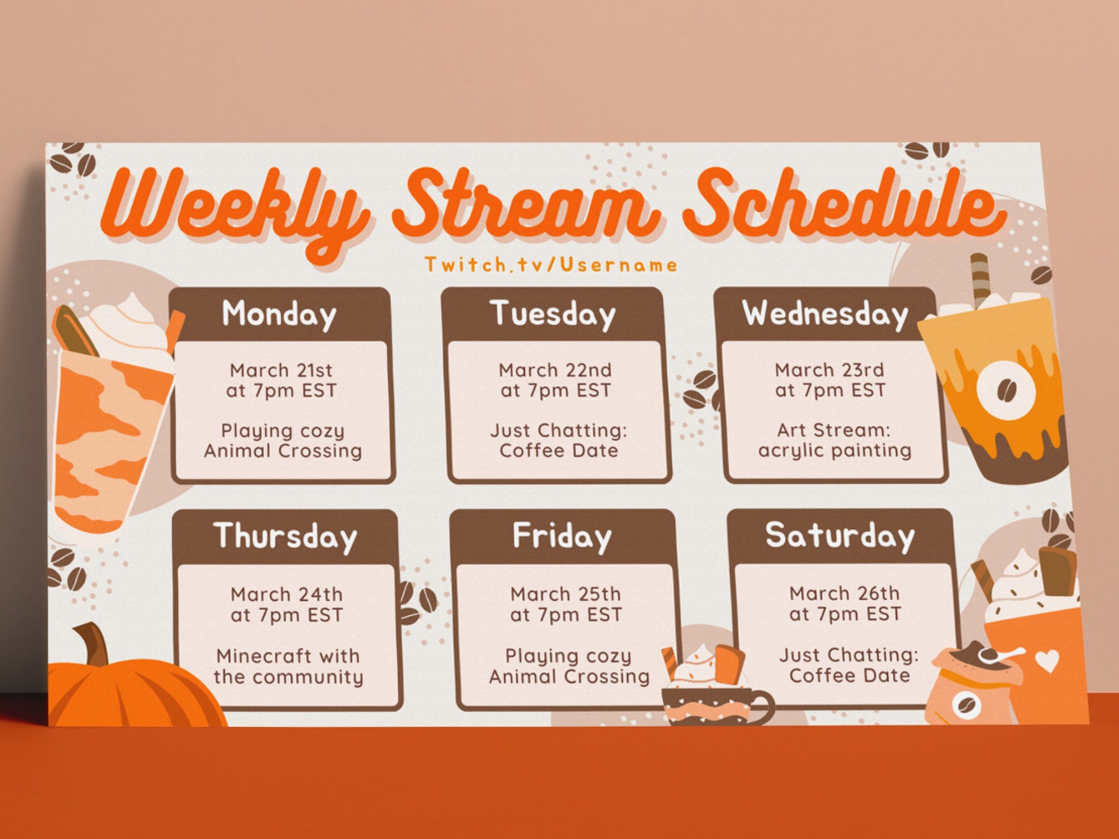 Pumpkin Spice Twitch Youtube Weekly Stream Schedule Social Media ...