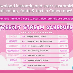 Pink Starry Sky Twitch Youtube Weekly Stream Schedule | Social Media ...