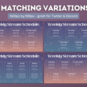 Celestial Twitch Youtube Weekly Stream Schedule Social Media Editable Canva Template Space ...