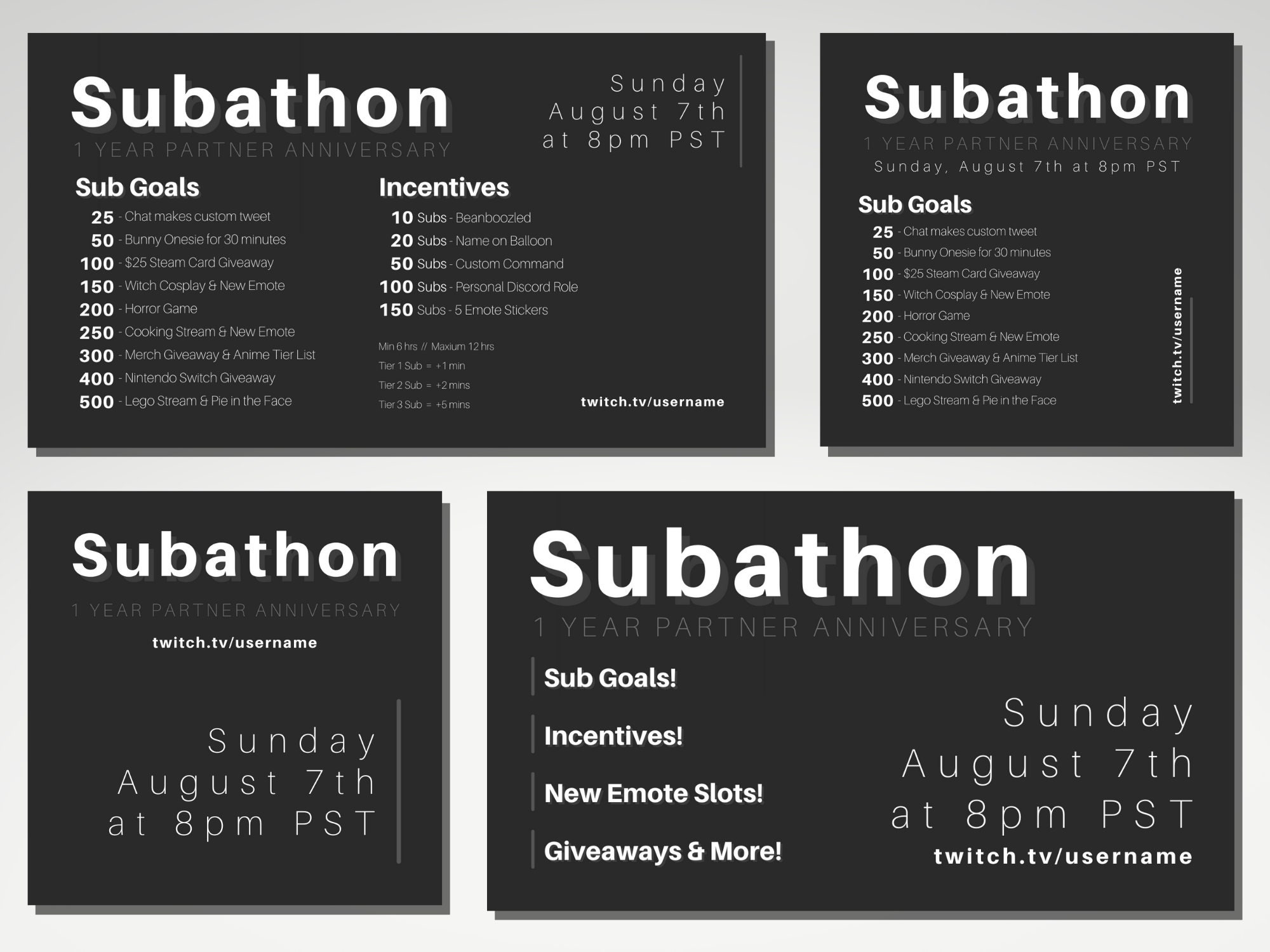 Twitch Subathon Social Media Package Twitch Event Minimal Social ...