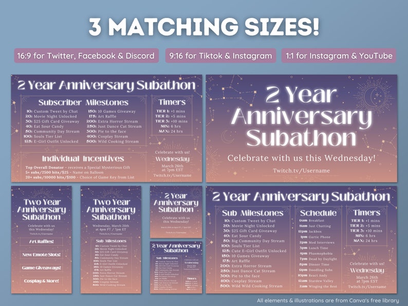 Celestial Subathon Twitch Subathon Social Media Paket - Etsy.de