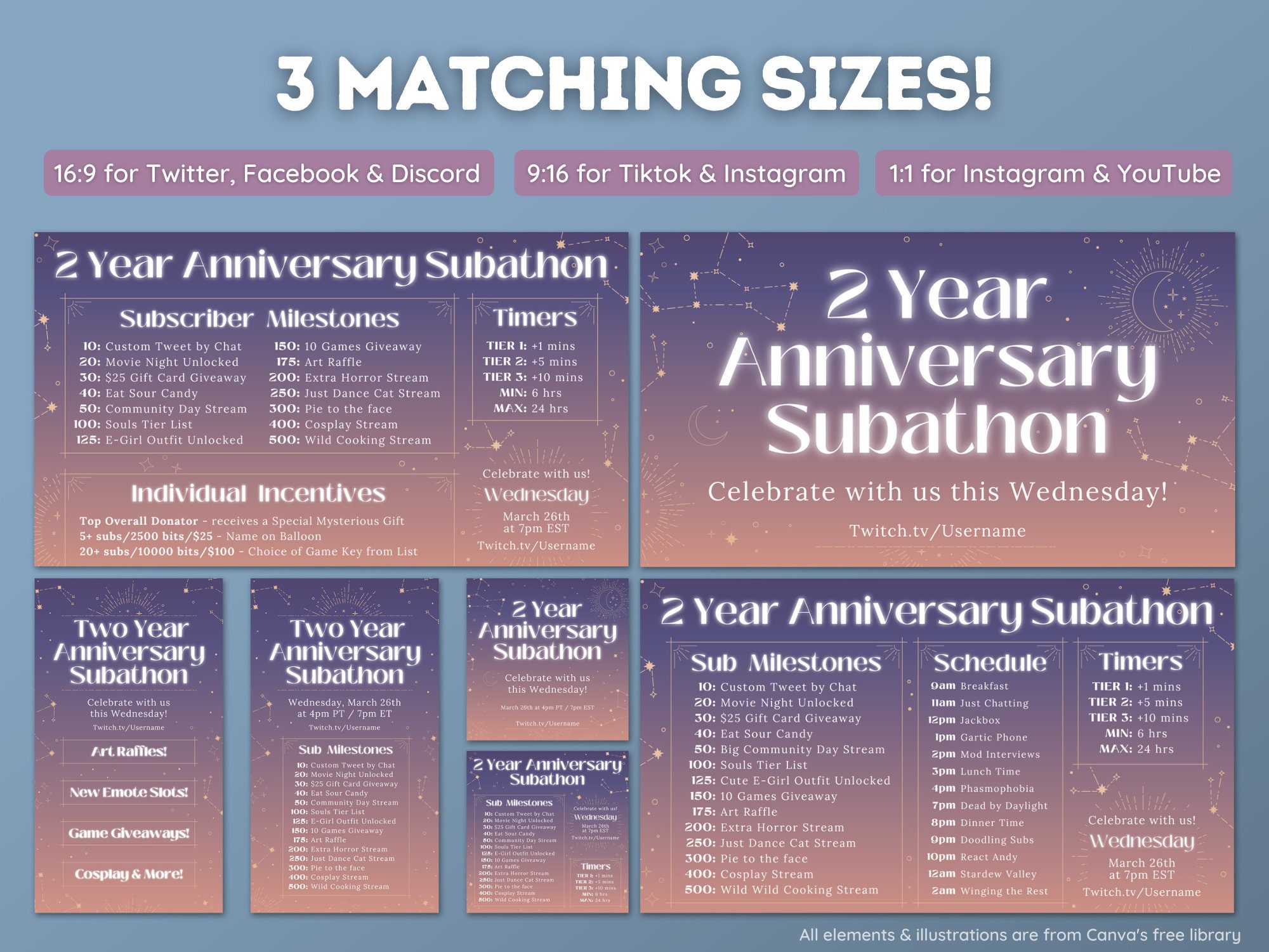 Celestial Subathon Twitch Subathon Social Media Package Twitch Event ...