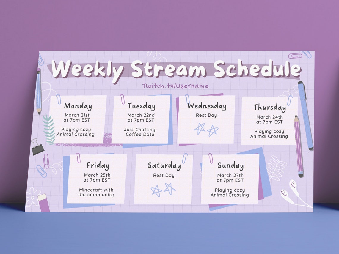 Lofi Desk Twitch Youtube Weekly Stream Schedule | Social Media ...
