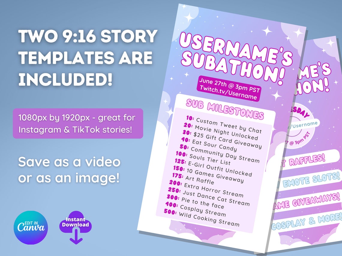 Starry Sky Subathon Twitch Subathon Social Media Package - Etsy UK